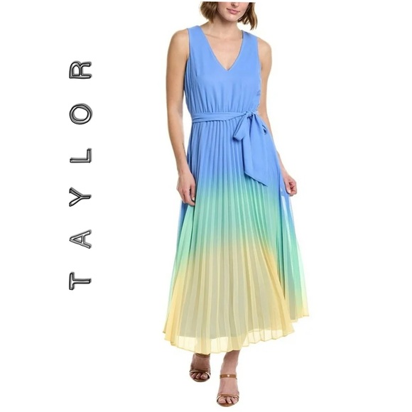 Taylor | Dresses | Taylor Blue Pleated Dress Nwt | Poshmark